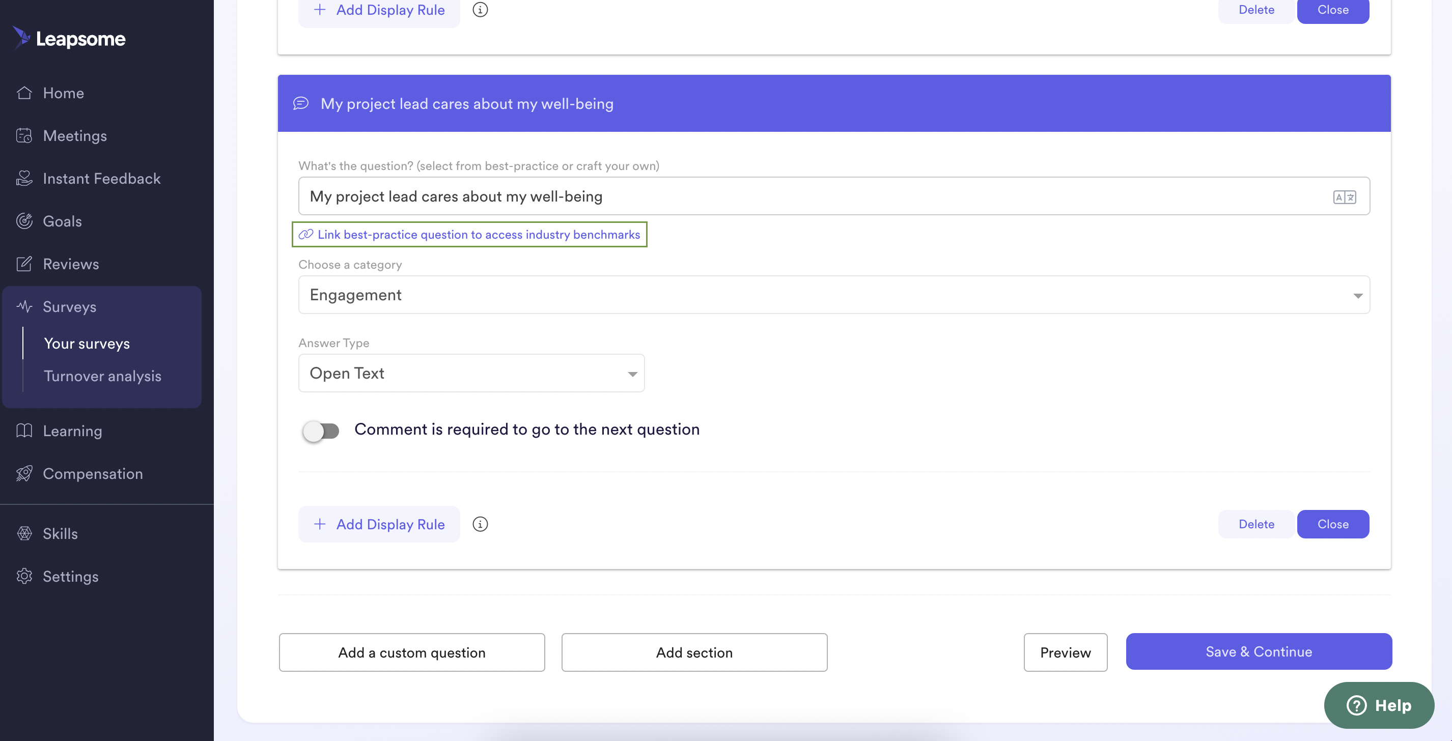 Setting up a survey – Leapsome