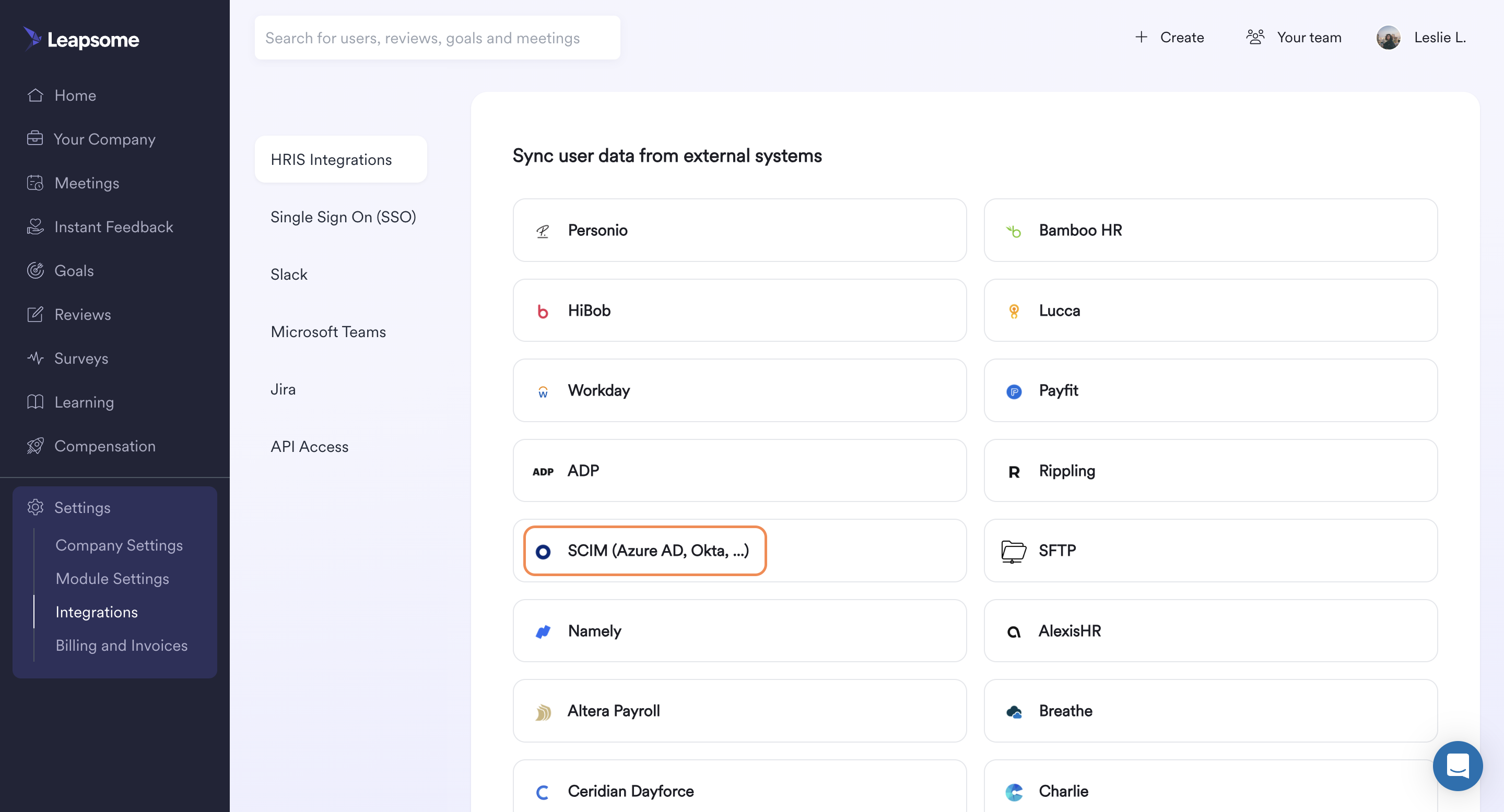 Scim Api Access Leapsome
