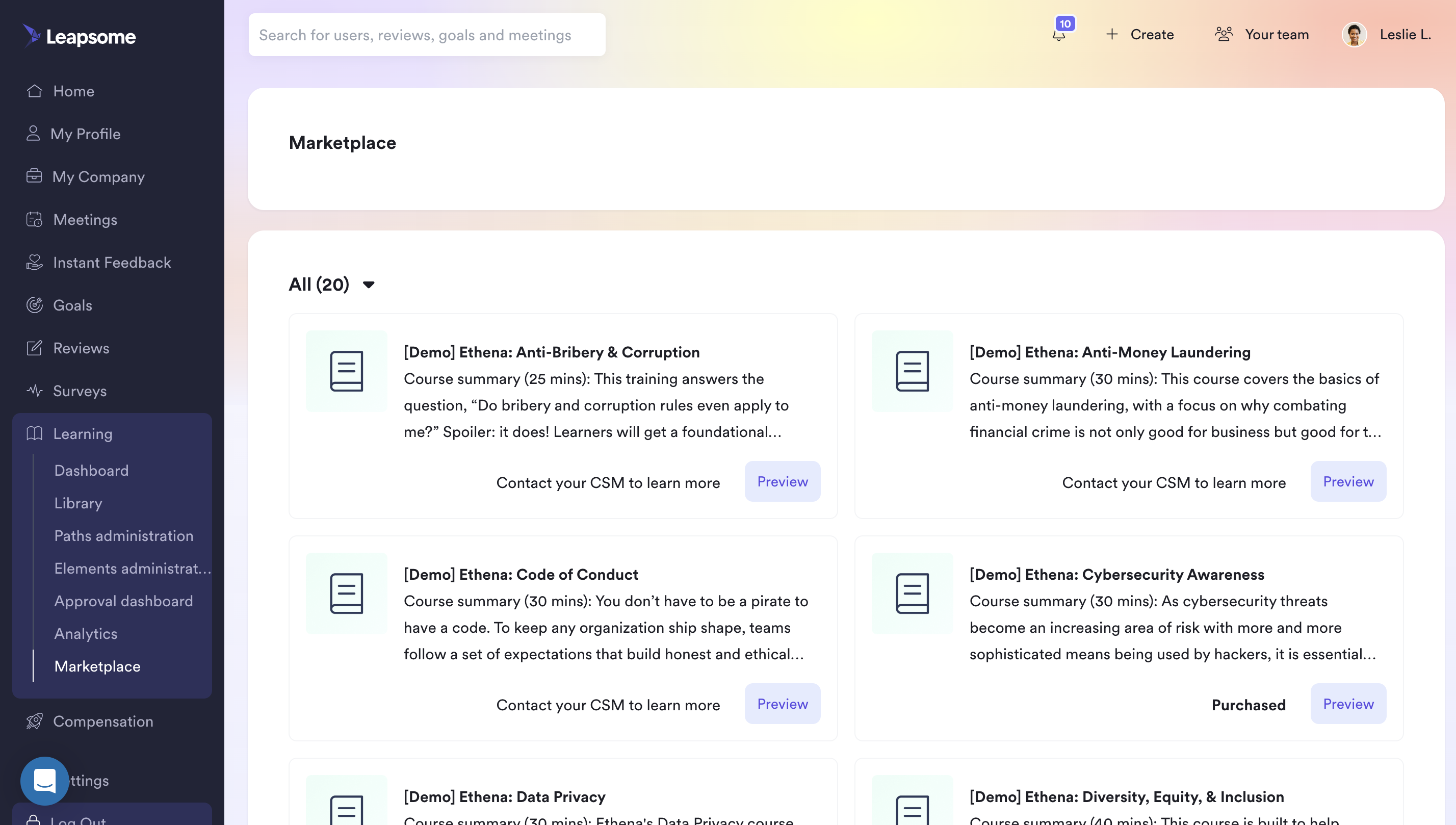 Ethena learning bundles – Leapsome